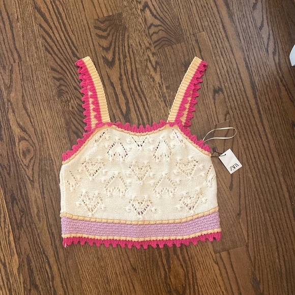 Zara | Tops | Nwt Zara Crochet Knit Heart Top | Poshmark